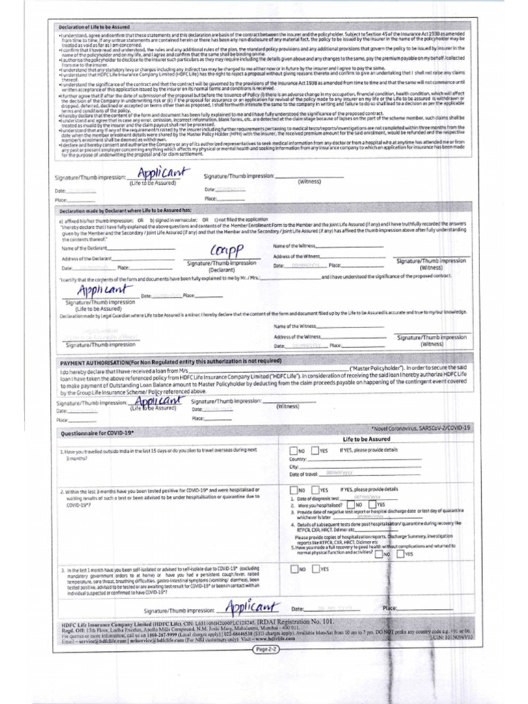 Member Enrollment Form SMQ Sample-2 | PDF