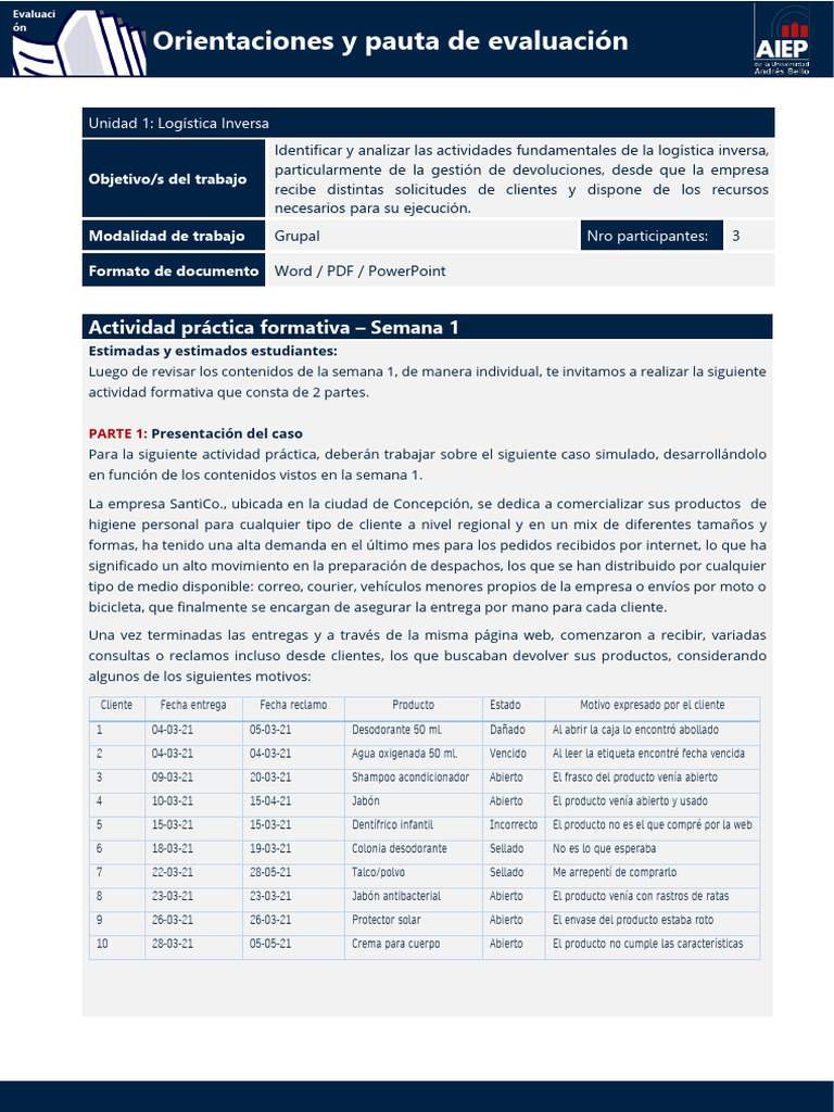 LEC005_Orientaciones_Actividad_Semana_1A-1 | PDF | Logística | Business