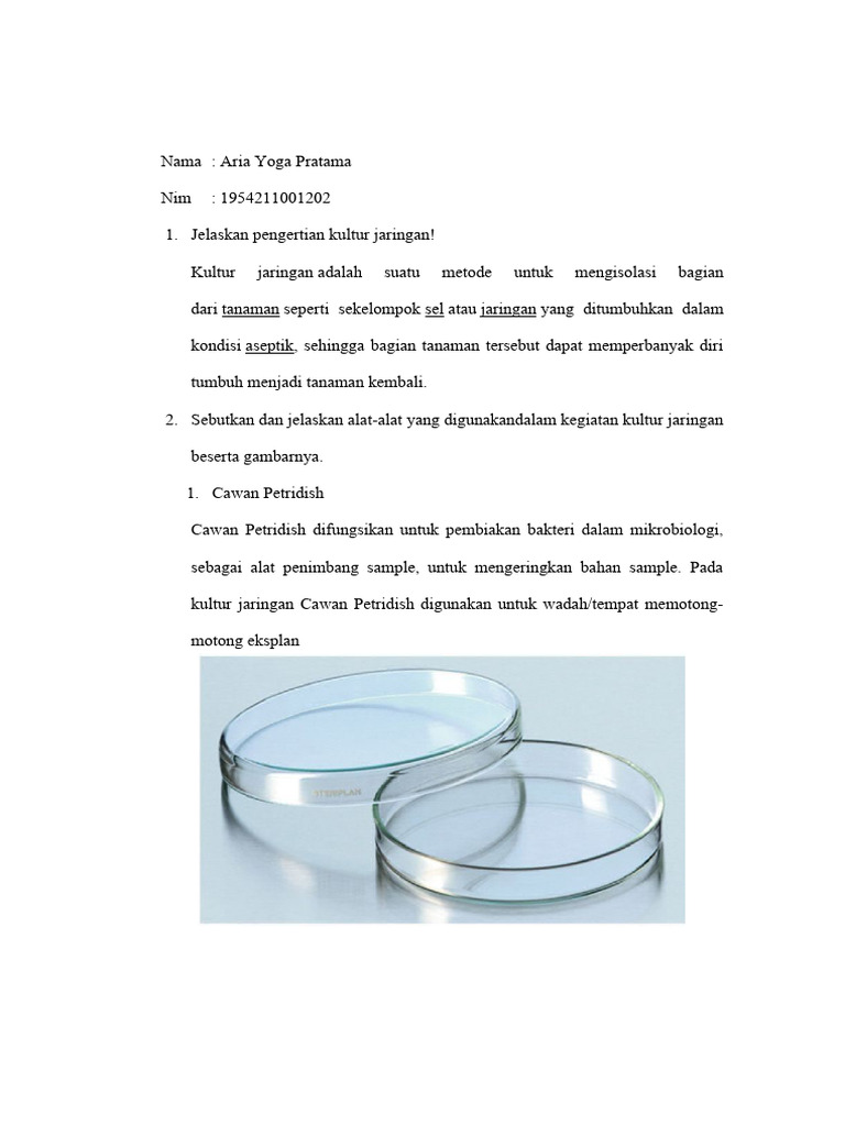 Alat dan Metode Kultur Jaringan Tanaman | PDF | Sains & Matematika