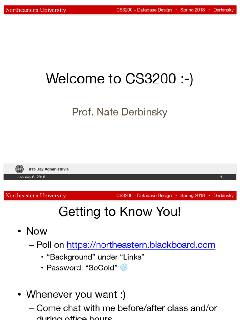 Lecture 00 Welcome | PDF | Databases | Relational Database