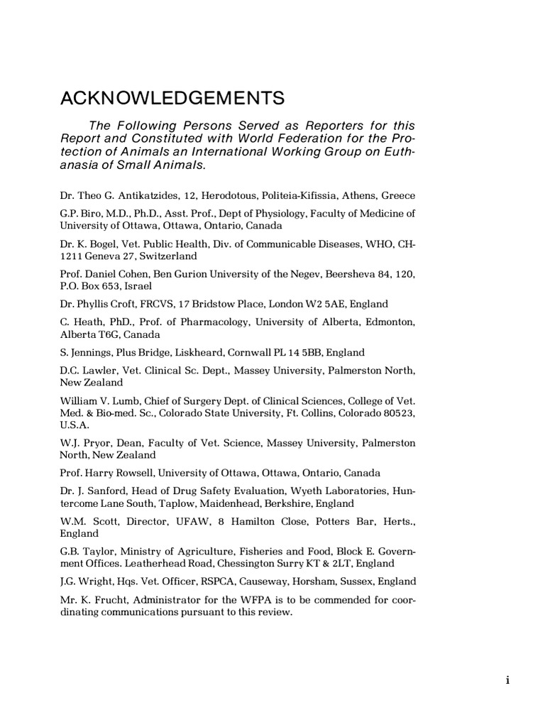 Euthanasia of Dogs and Cats An Analysis of Experience and Curren | PDF ...