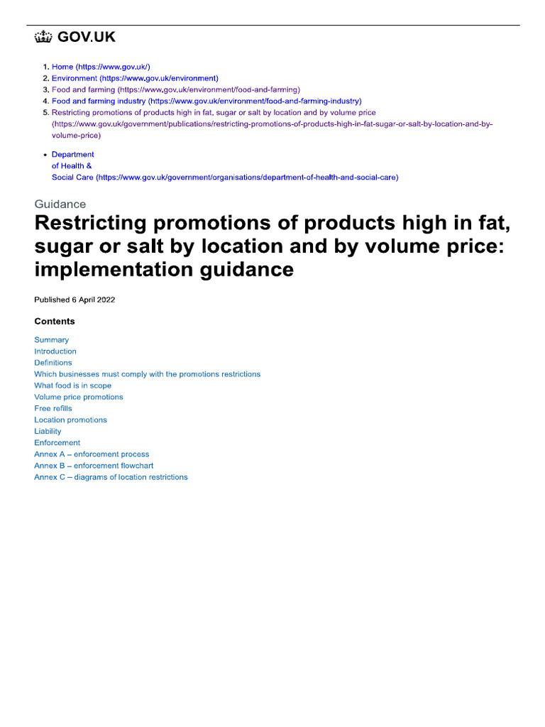 2022 DHSC Guidance Restricting Promotions | PDF