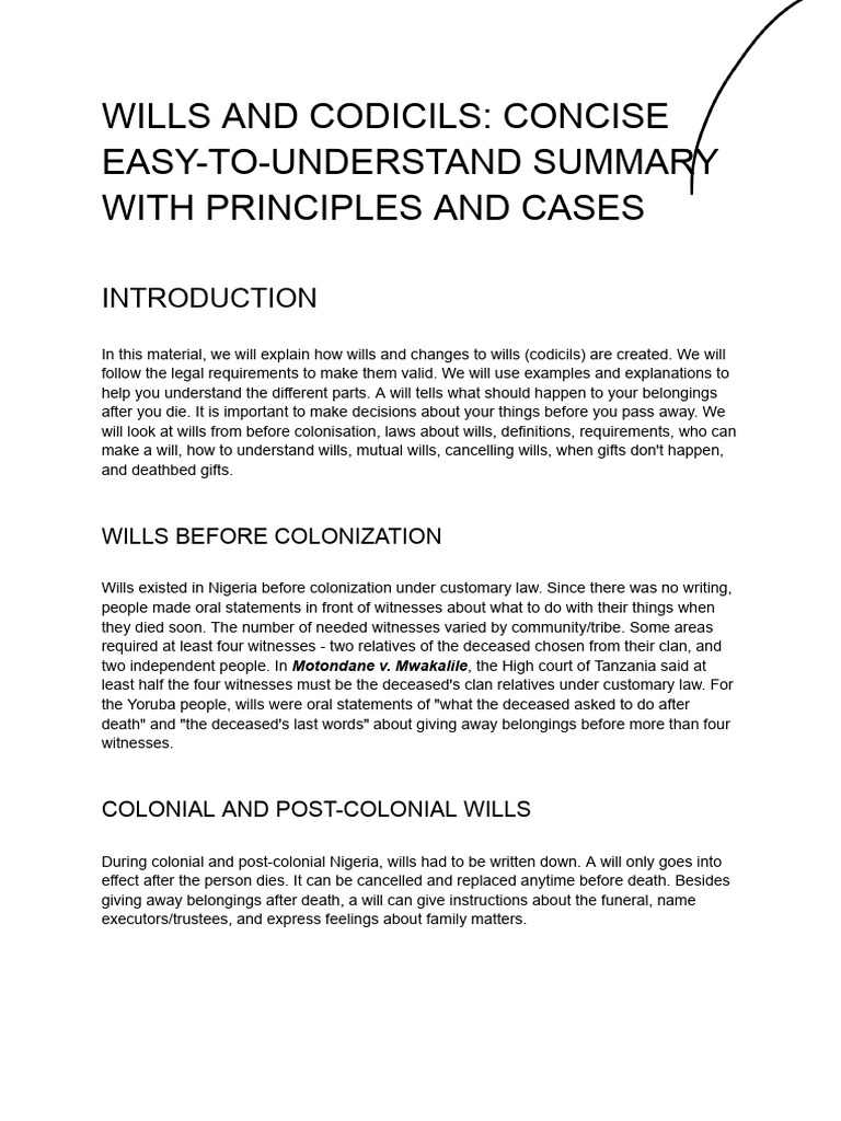 Wills and Codicils (Concise & Easy-To-Understand Version) | PDF | Will ...