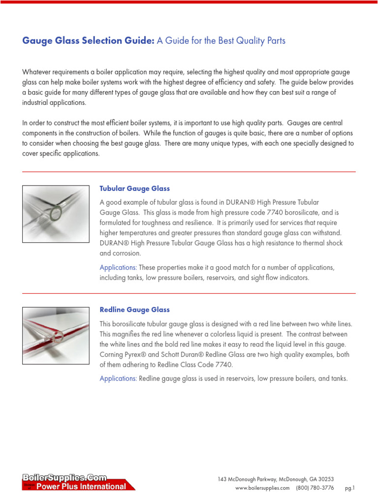 E Book Gauge Glass Selection Guide | PDF | Glasses | Materials