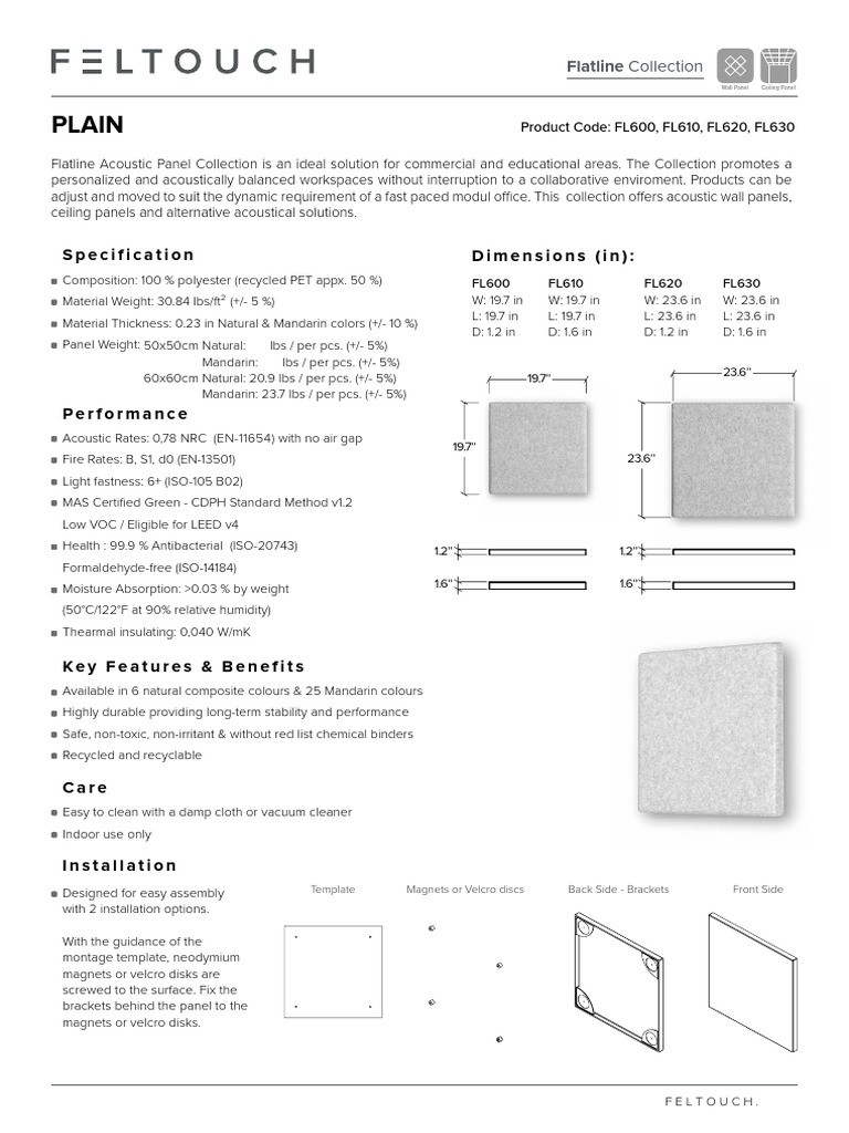 Feltouch Product Sheet Flatline Plain Us | PDF | Building | Building ...