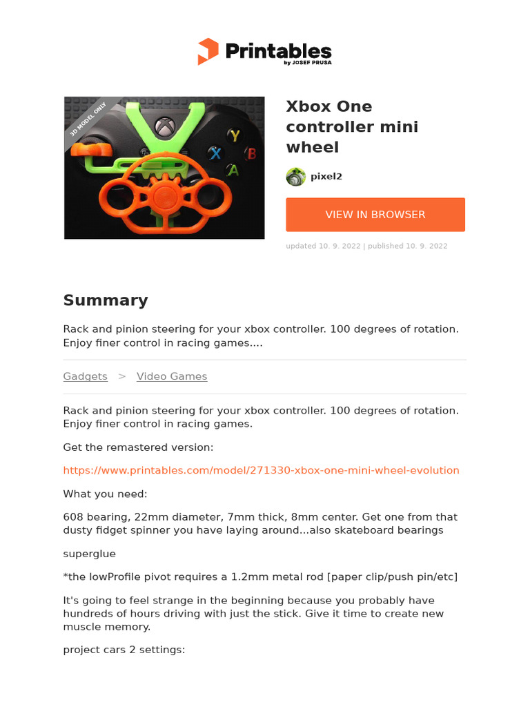 Xbox One Controller Mini Wheel | PDF | Creative Commons License