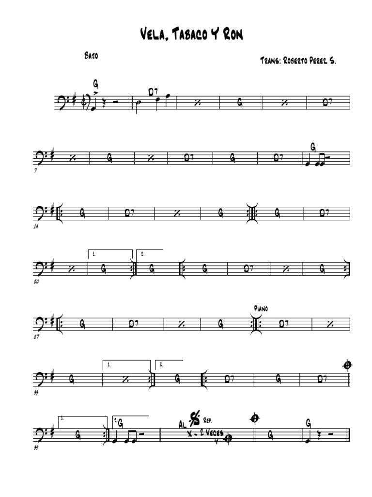 Vela, Tabaco Y Ron - Bajo | PDF