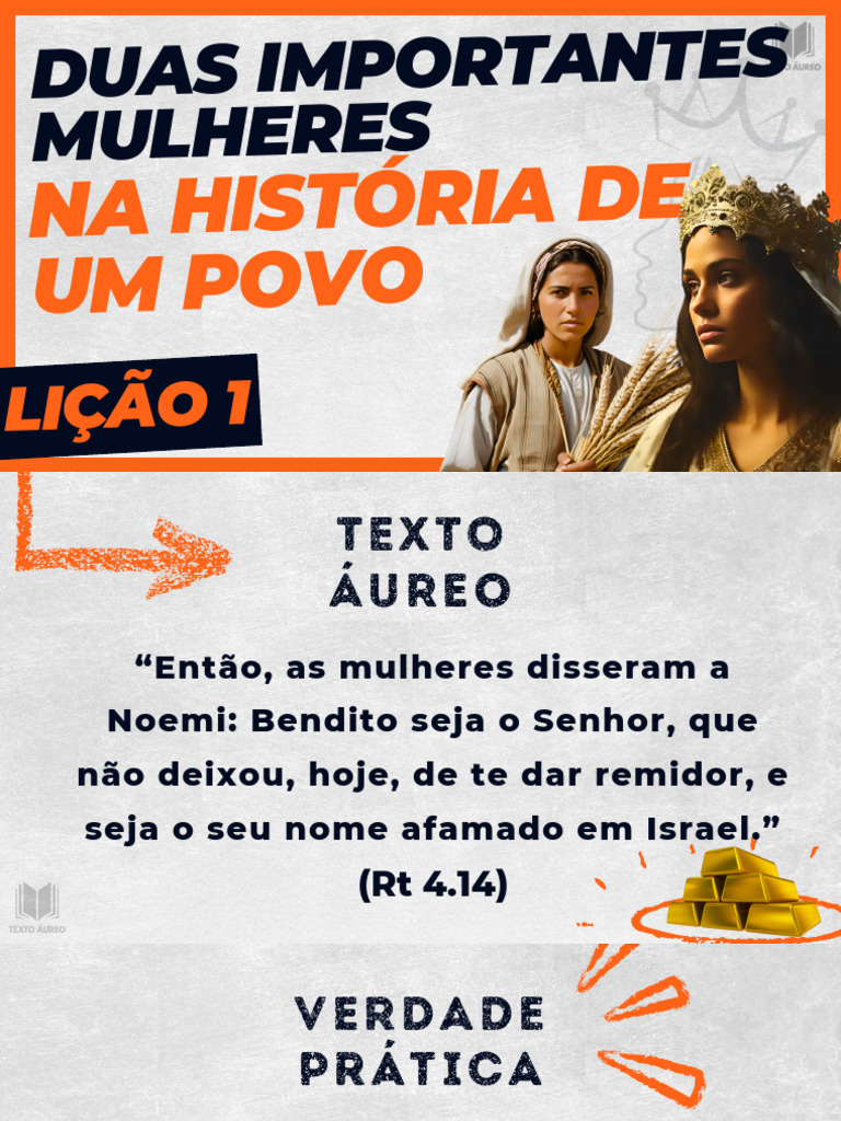 Slide Lição 1 - Duas Importantes Mulheres Na História de Um Povo ...