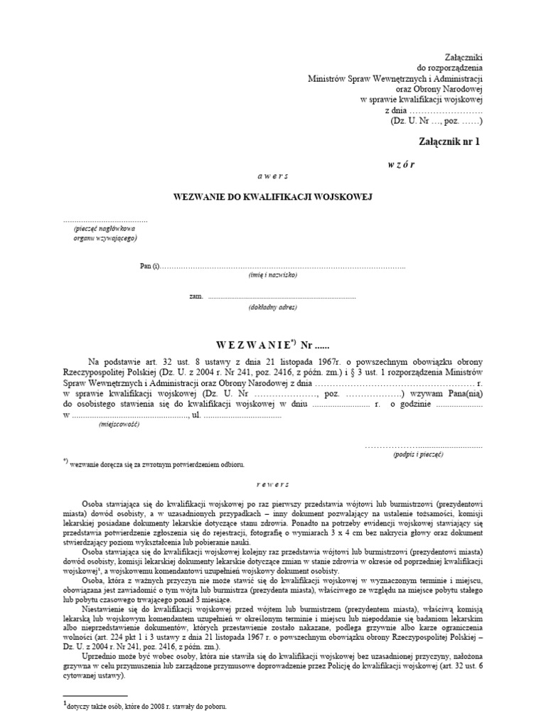 Rozp W SPR Kwal Wojsk Wzory | PDF