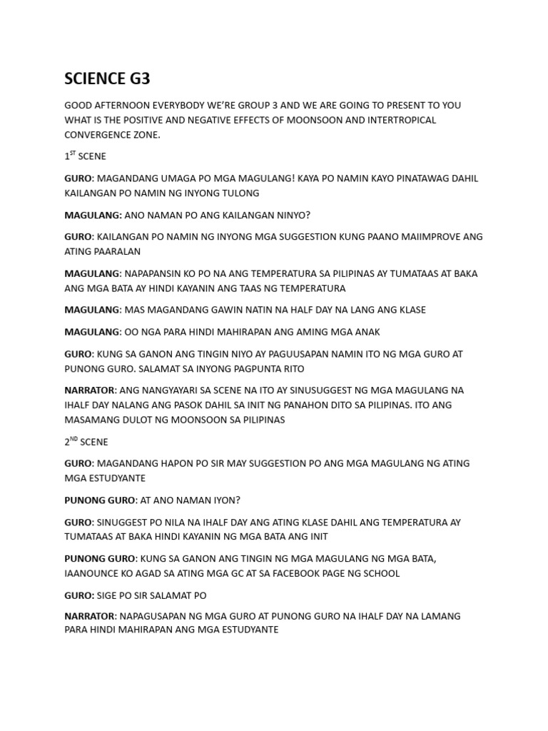 SCIENCE G7 script making about advantages and disadvantages | PDF