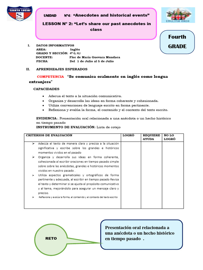 Lesson 3 Unit 4 Fourth Grade 2024 | PDF | Evaluación | Cognición