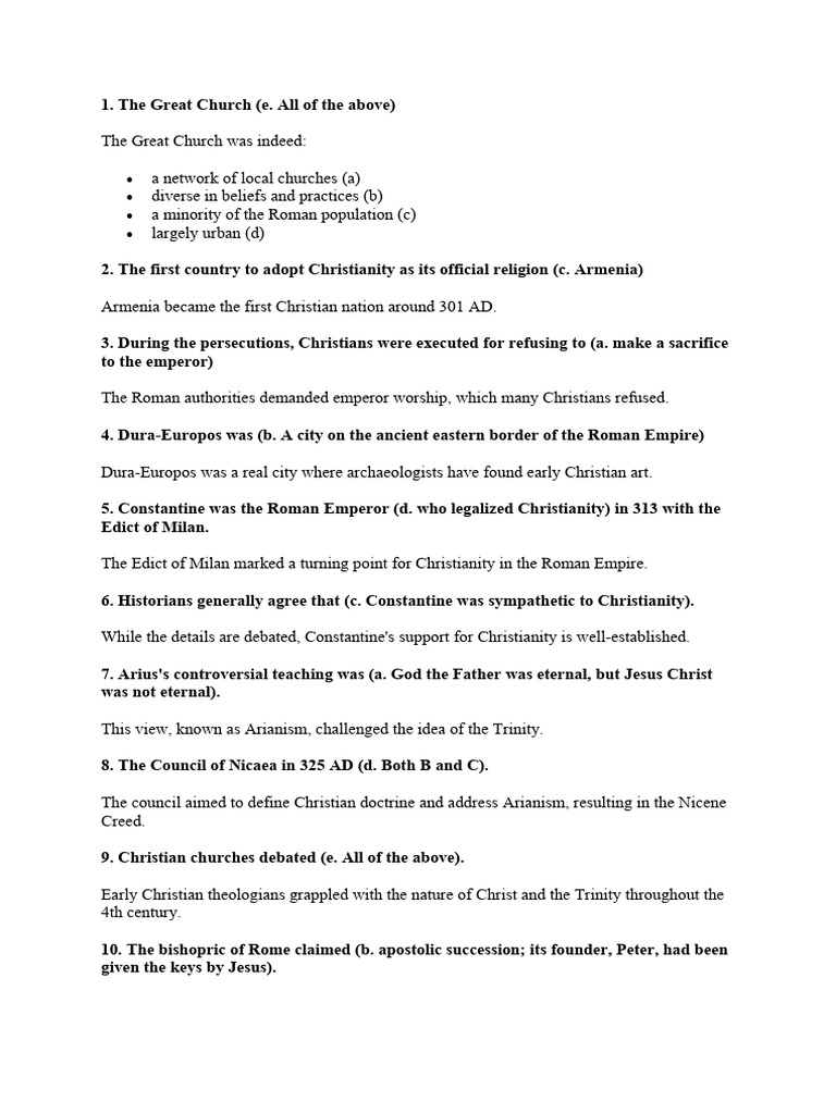 Christianity's Early Development Quiz | PDF | Religion & Spirituality