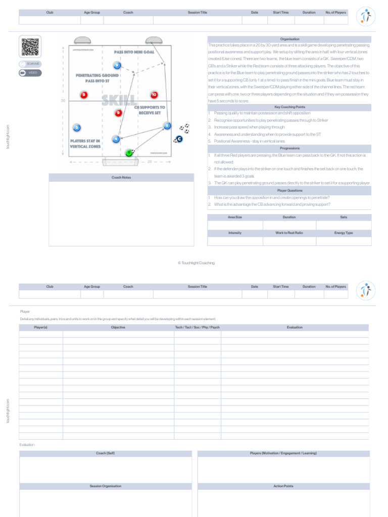 9 V 9 341 Skill Practice (P5) Session Plan | PDF | Forward (Association ...