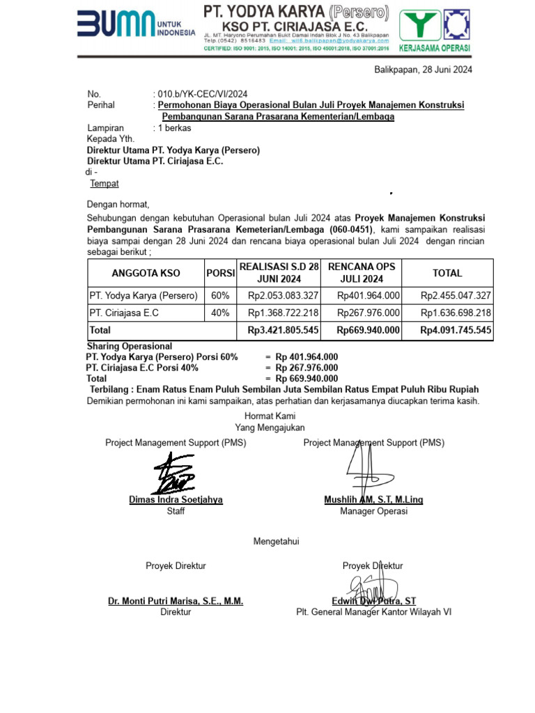 Surat_Permohonan_Sharing_Operasional | PDF