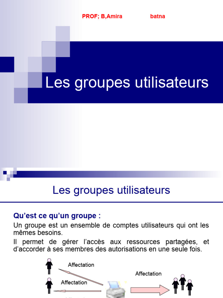 3 - Les Groupes Utilisateurs | PDF | Active Directory | Informatique