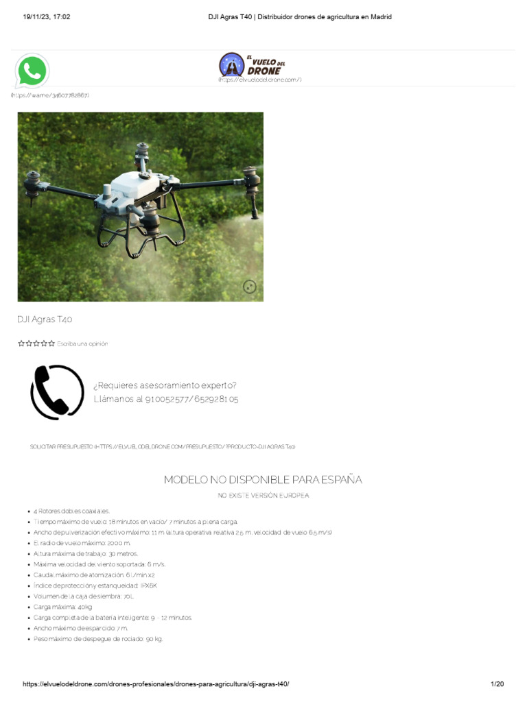 DJI Agras T40: Dron Agrícola Avanzado | PDF | Vehículo aéreo no ...