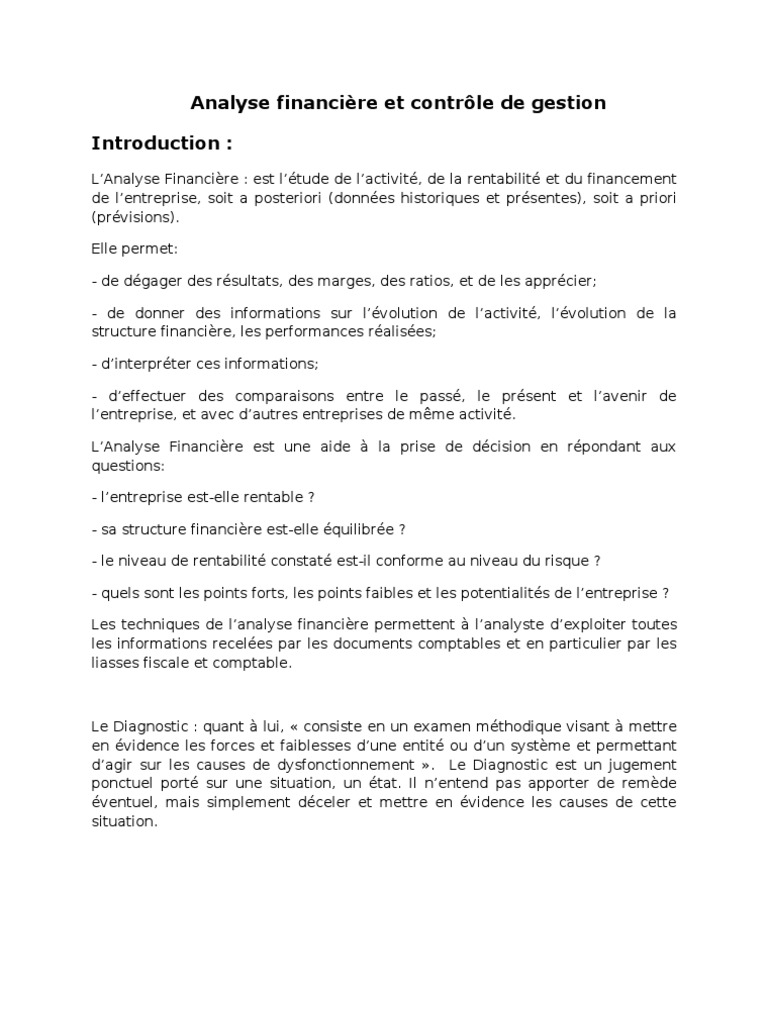 Analyse de gestion financière détaillée | PDF | Capitaux propres | Fonds de roulement
