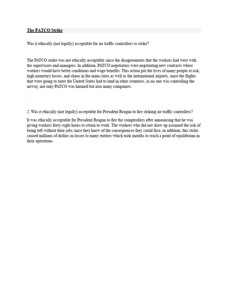 Ethics of the PATCO Strike | PDF | Business | Law