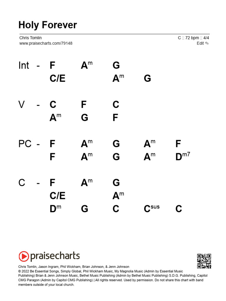 Holy Forever (Chris Tomlin) Stage Chart | PDF | North American ...