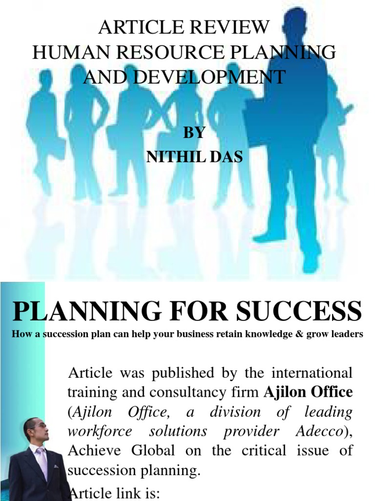 Article Review Human Resource Planning and Development: BY Nithil Das | PDF