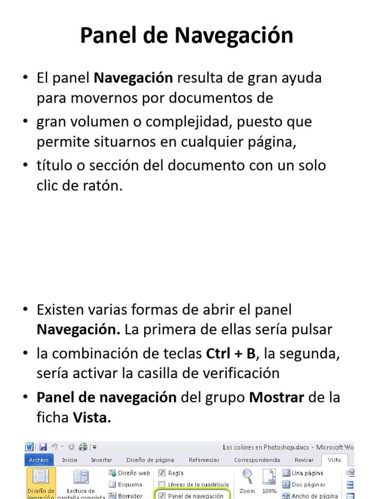 Panel de Navegación | PDF | Ventana (informática) | Microsoft Word