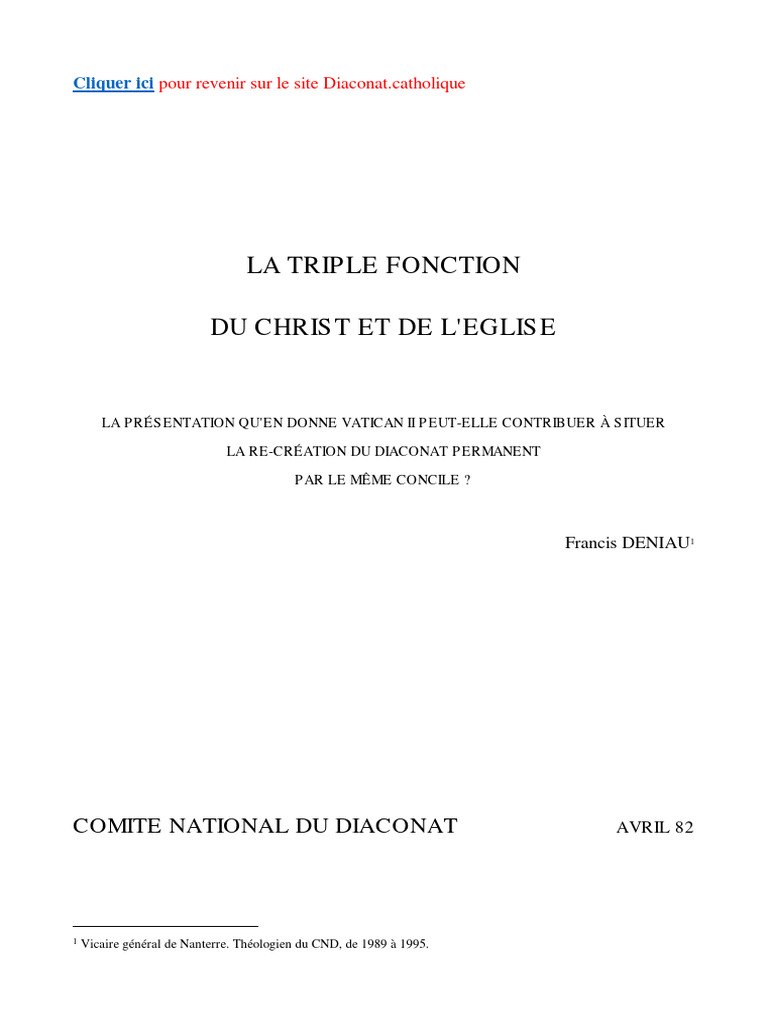 Triple Fonction du Christ et Diaconat | PDF | Ordination | IIe concile ...