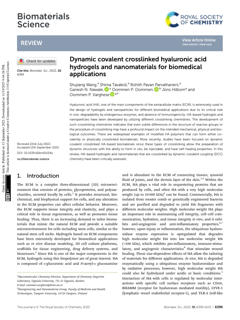Wang 2022 | PDF | Extracellular Matrix | Hydrolysis