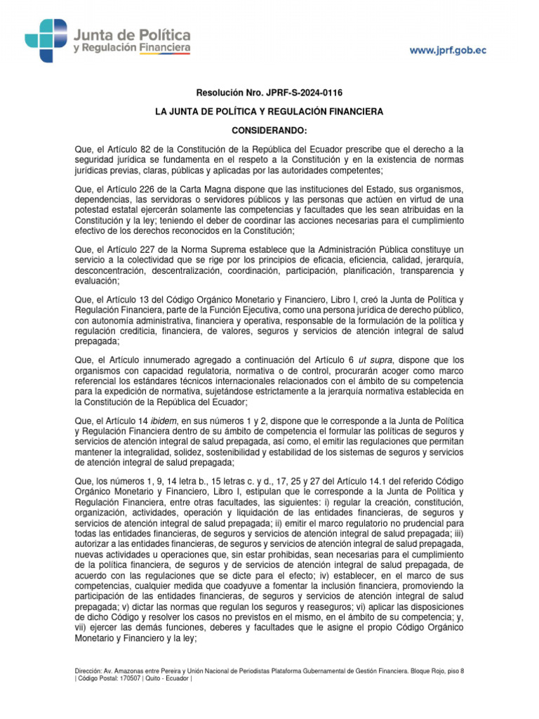 Res. No. JPRF-S-2024-0116 Reforma Las Normas para La Promoción y ... Res. No. JPRF-S-2024-0116 Reforma Las Normas para La Promoción y ...