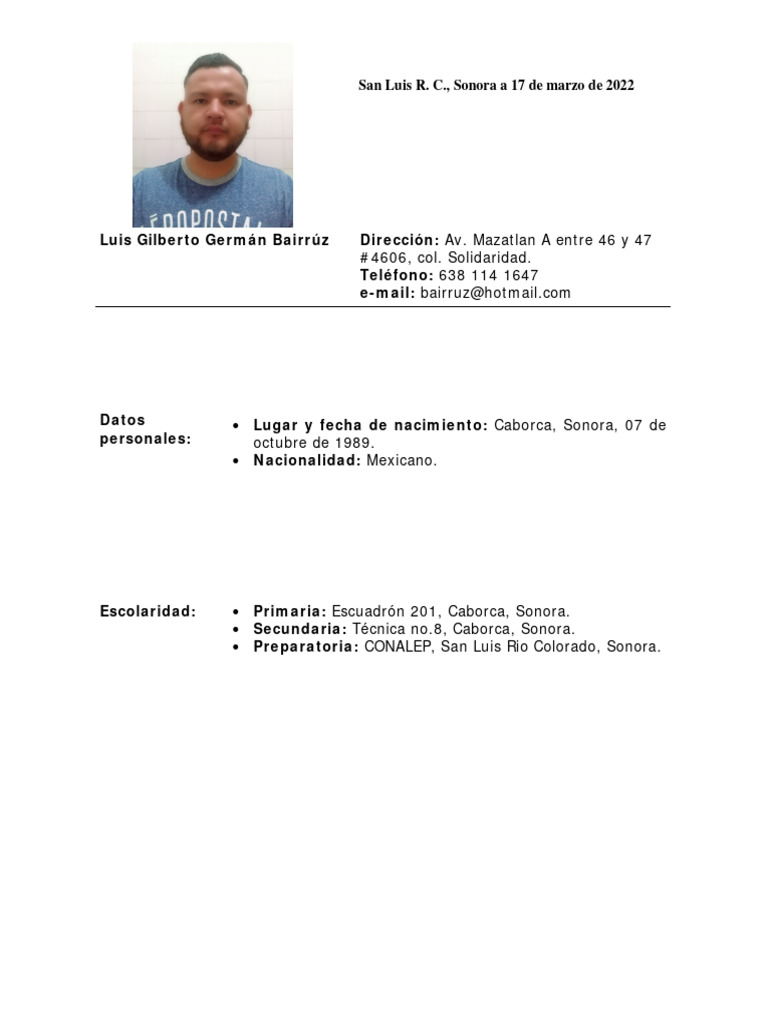 Curriculum Luis German | PDF