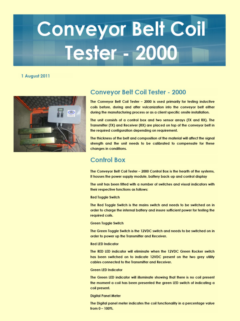 Conveyor Belt Coil Tester 2000 | PDF | Inductor | Switch