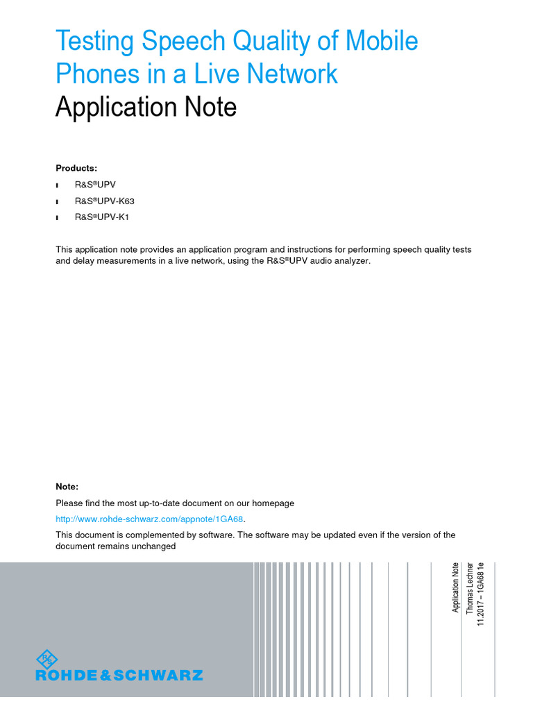 Testing Speech Quality of Mobile Phones in A Live Network | PDF ...