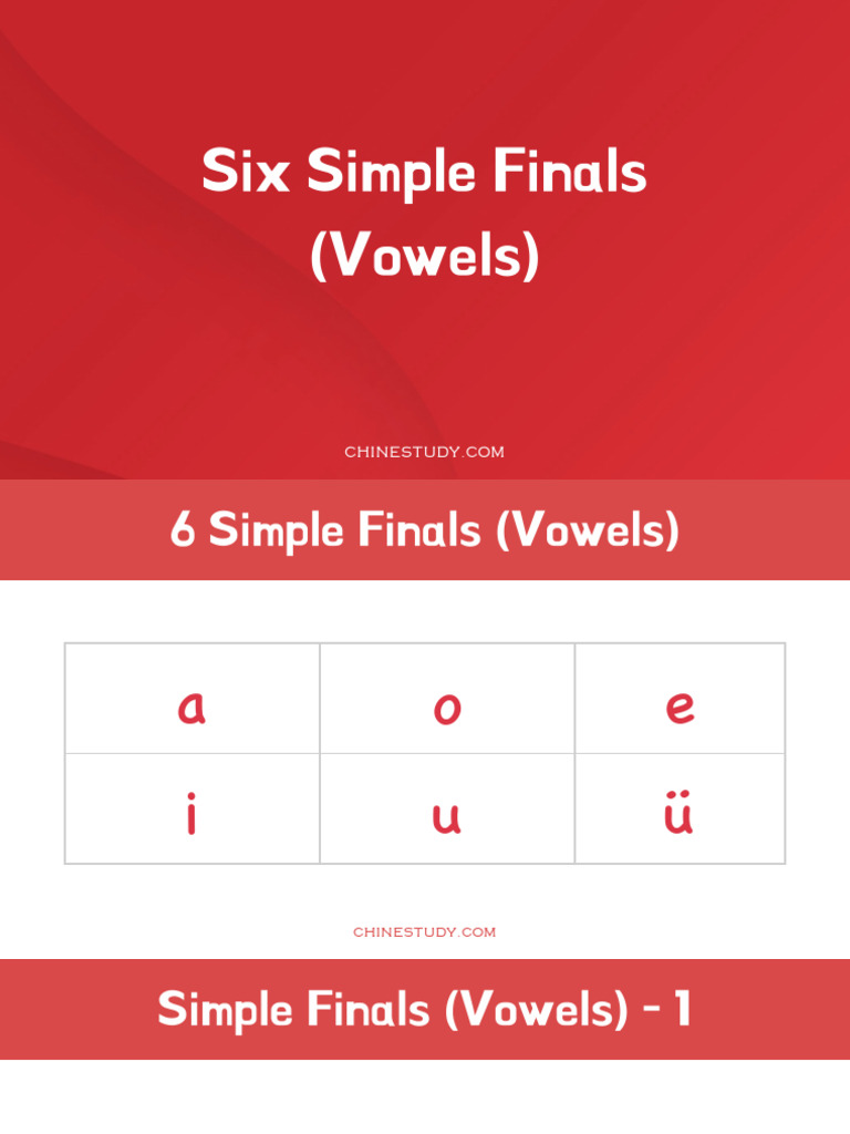 Lessonn One - Simple Finals (Vowels) | PDF