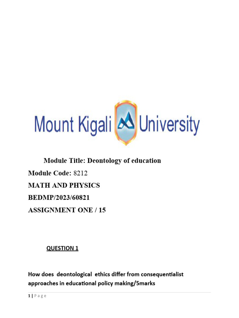 Deontological Ethics in Education | PDF | Career & Growth | Wellness