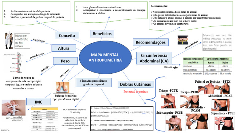 Mapa Mental Antropometria | PDF | Índice de massa corporal | Medicina Clínica