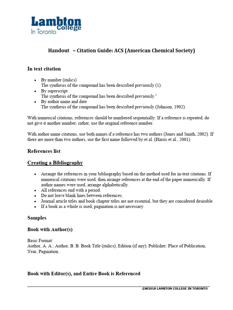 Handout ACS (1) | PDF | Citation | Publishing