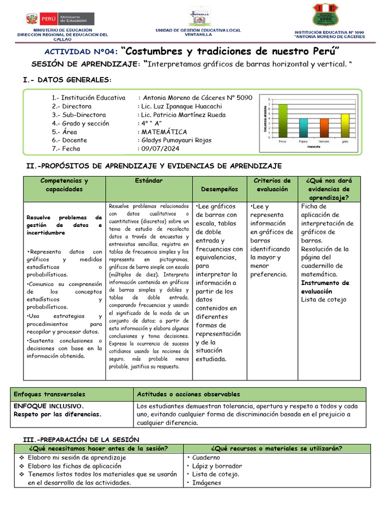 Sesión de Mat 09 de Julio - Interpretamos Graficos de Barras | PDF ...