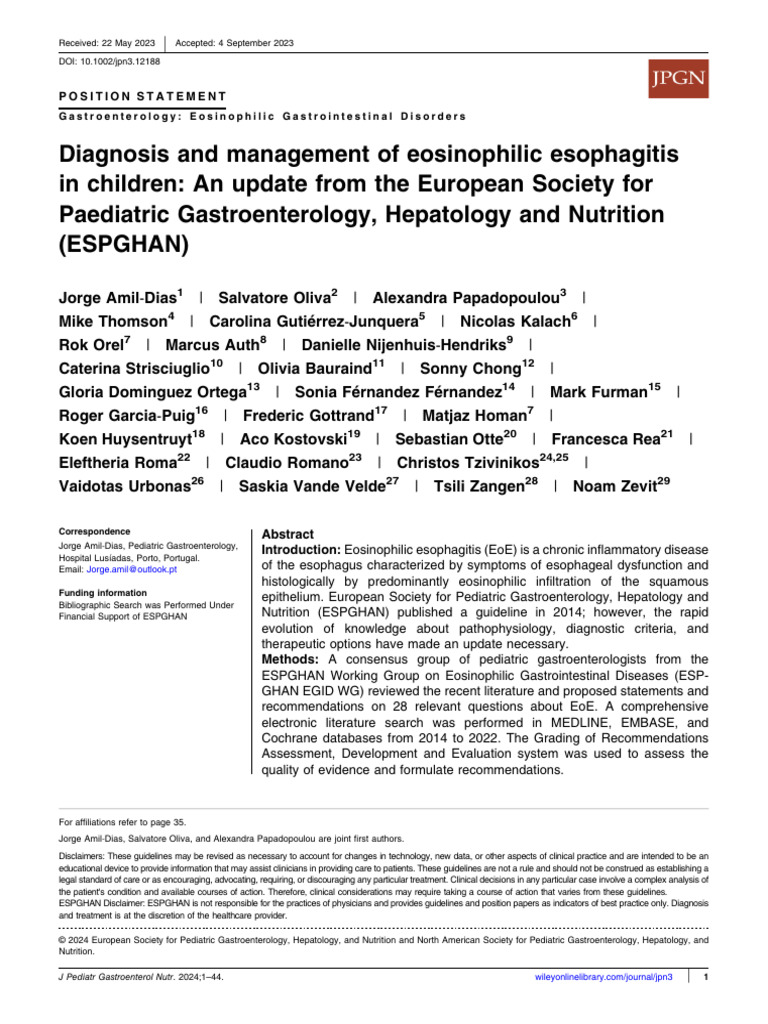 Esofagitis Eosinofilica 2024 Update Download Free Pdf Medical