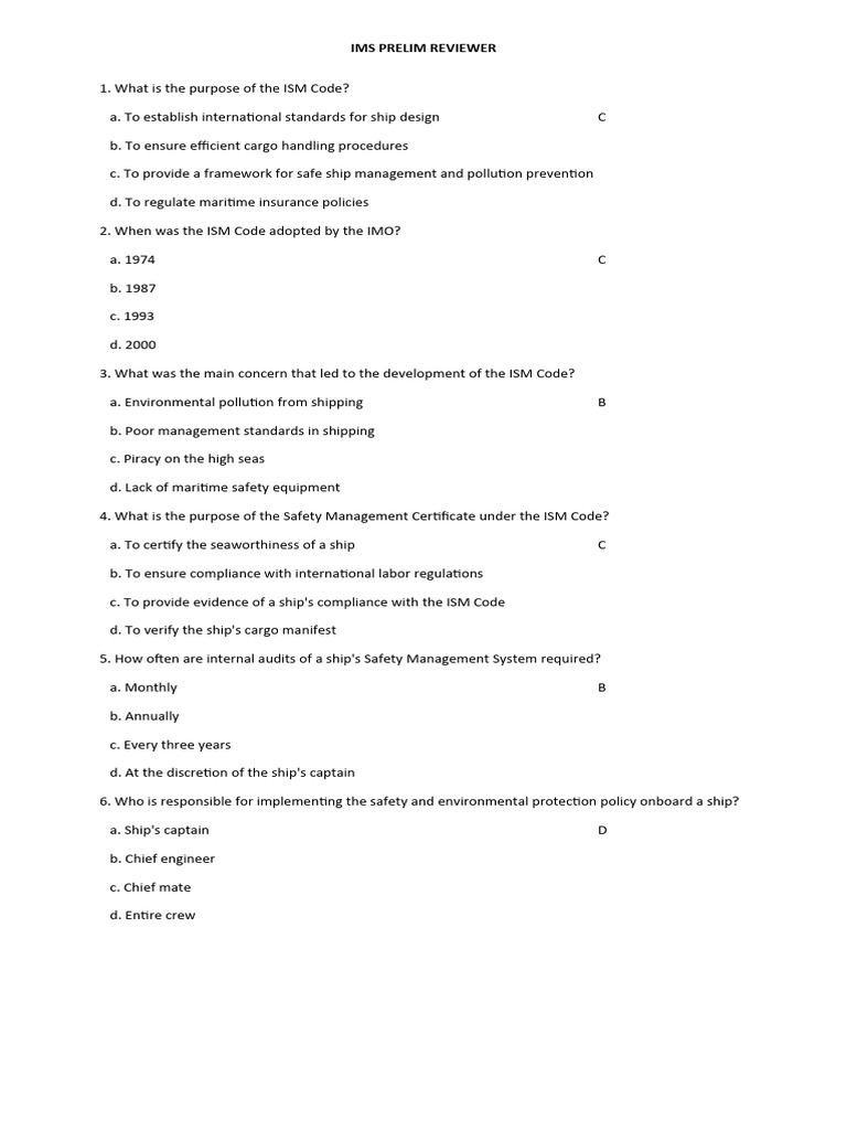 Ims Prelim Reviewer | PDF | Regulatory Compliance | Ships