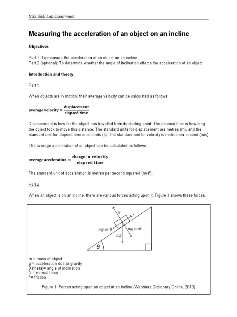 Measuring the Acceleration on an Object on an Incline | Acceleration ...