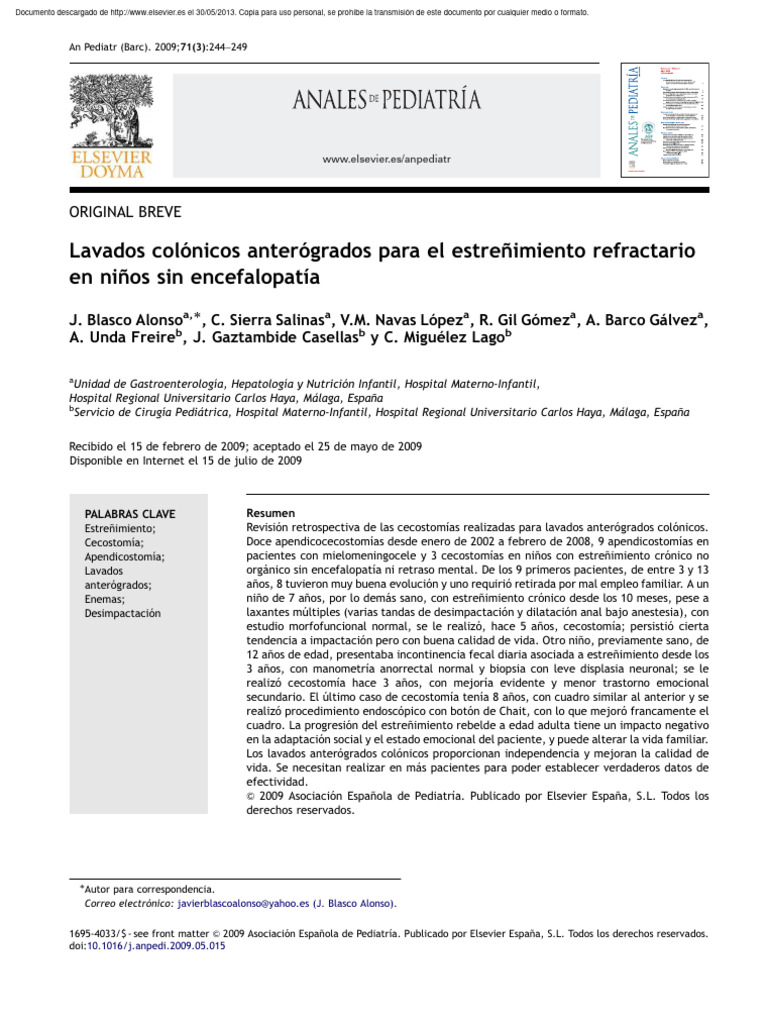 Lavados Colonicos Anterogrados para El e | PDF | Estreñimiento | Heces