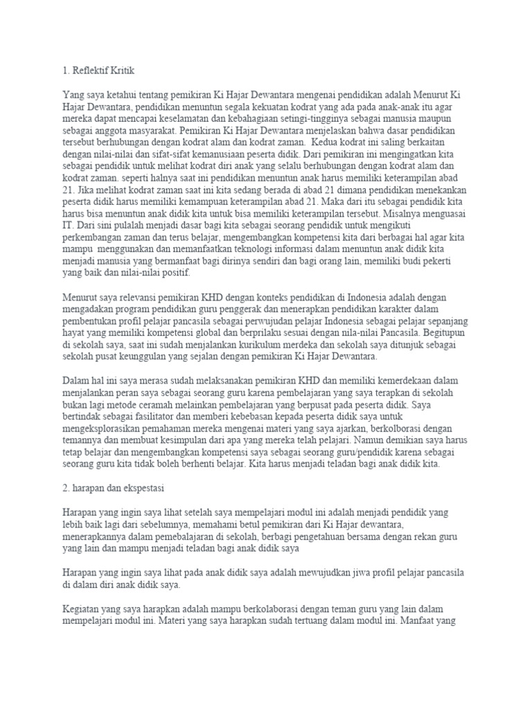 1.1A Refleksi Filosofi KHD | PDF