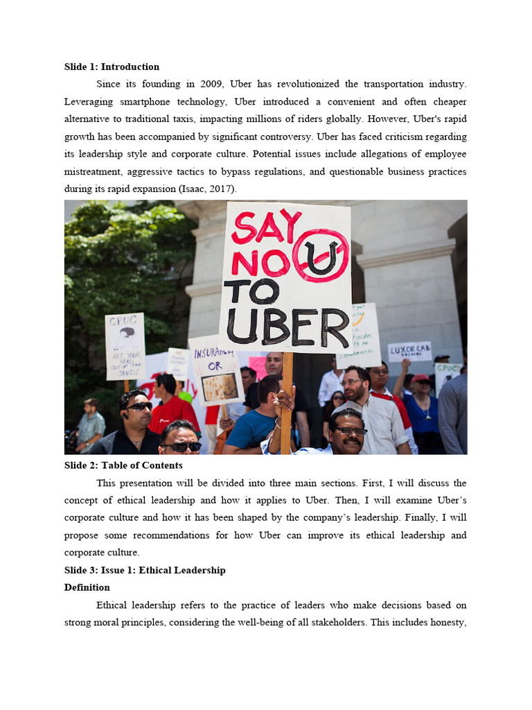 Uber's Ethical Leadership Crisis Analysis | PDF | Leadership ...