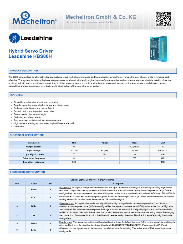HBS86H Datasheet | PDF | Electric Motor | Electrical Engineering