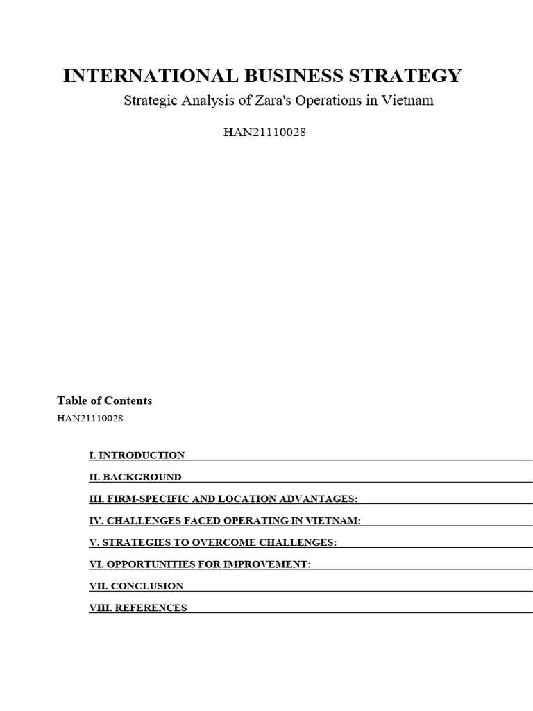 International Business Strategy: Strategic Analysis of Zara's ...
