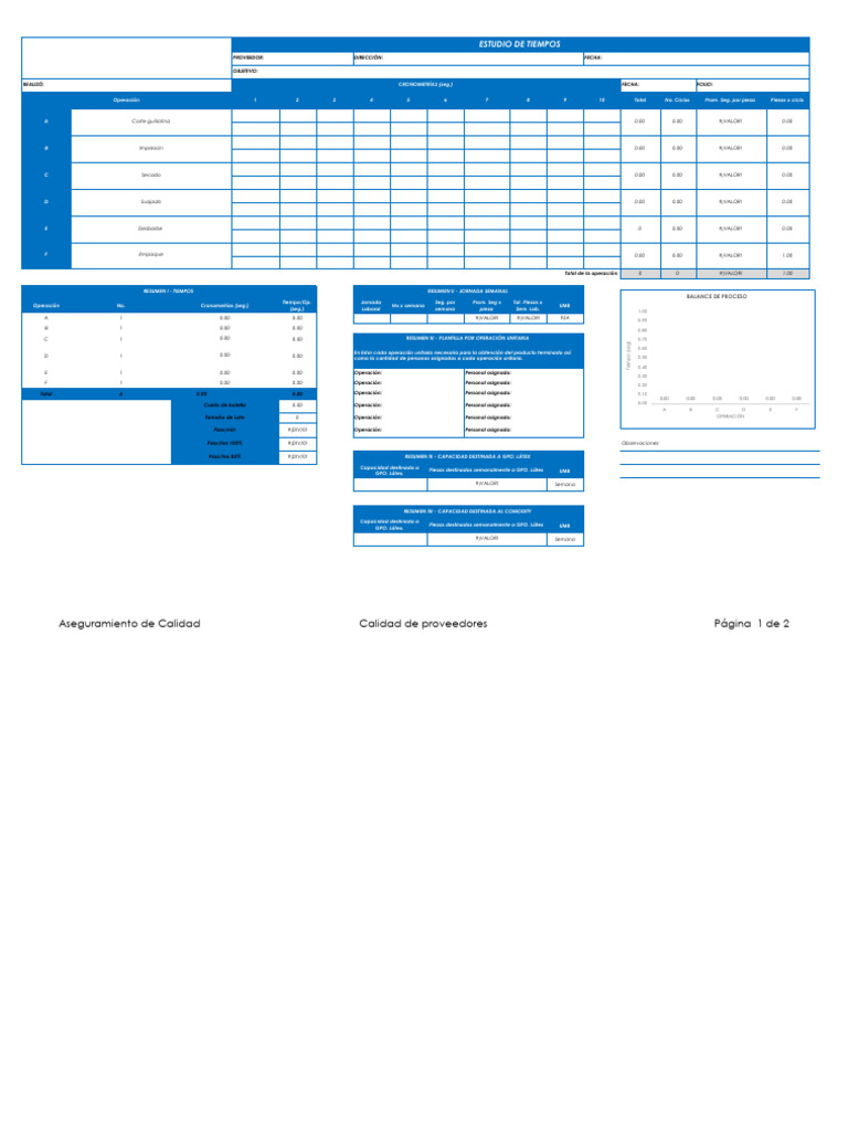 Formato Estudio De Tiempos Sin Registros Pdf