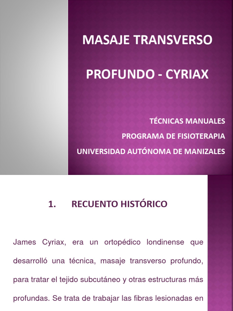 2 Masaje Transv Profun - Cyriax 2016 | PDF | Masaje | Dolor