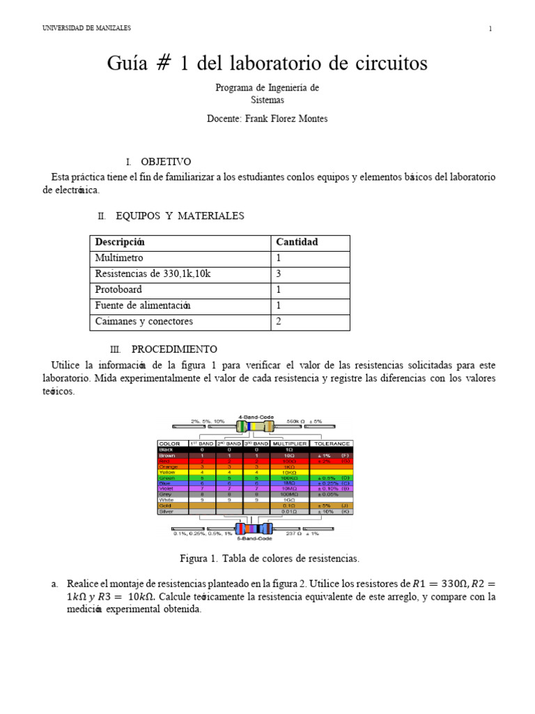 Laboratorio_de_circuitos_1 | Descargar gratis PDF | Resistencia Eléctrica y Conductancia | Red ...