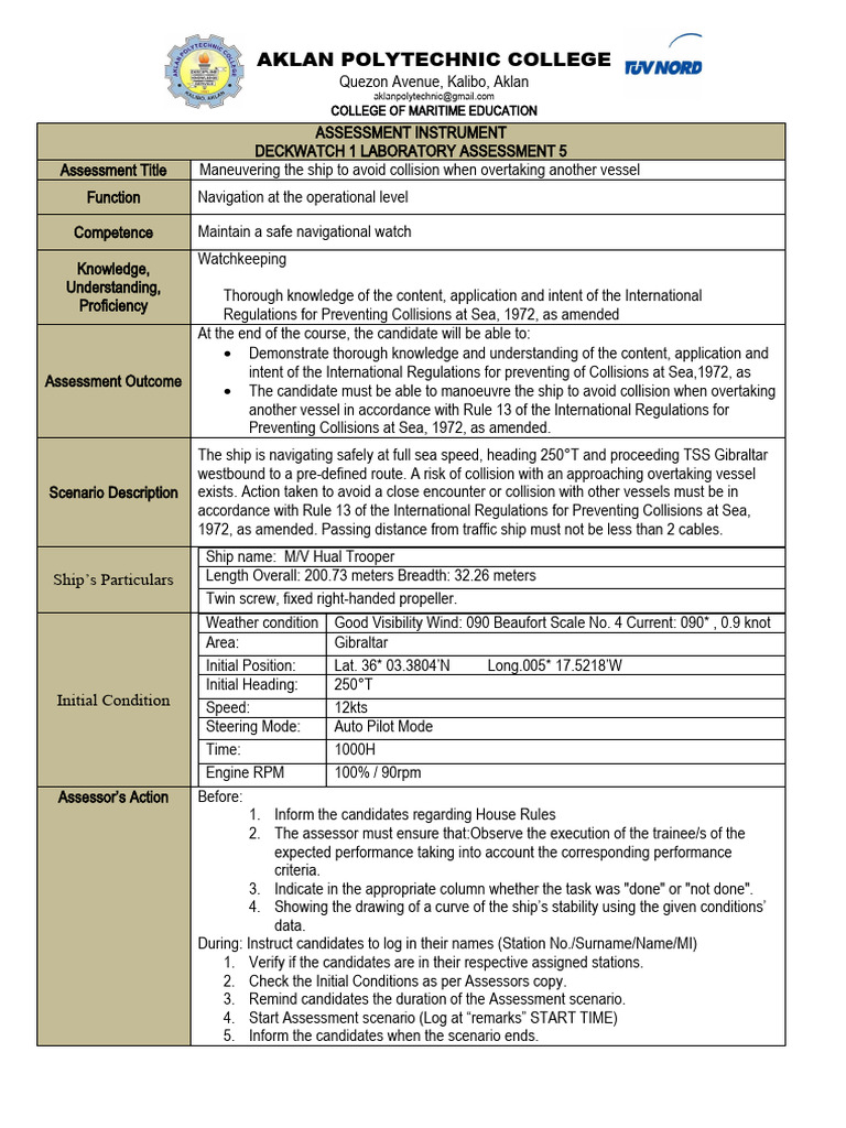 5 DWATCH 1 Maneuvering The Ship To Avoid Collision When Overtaking ...