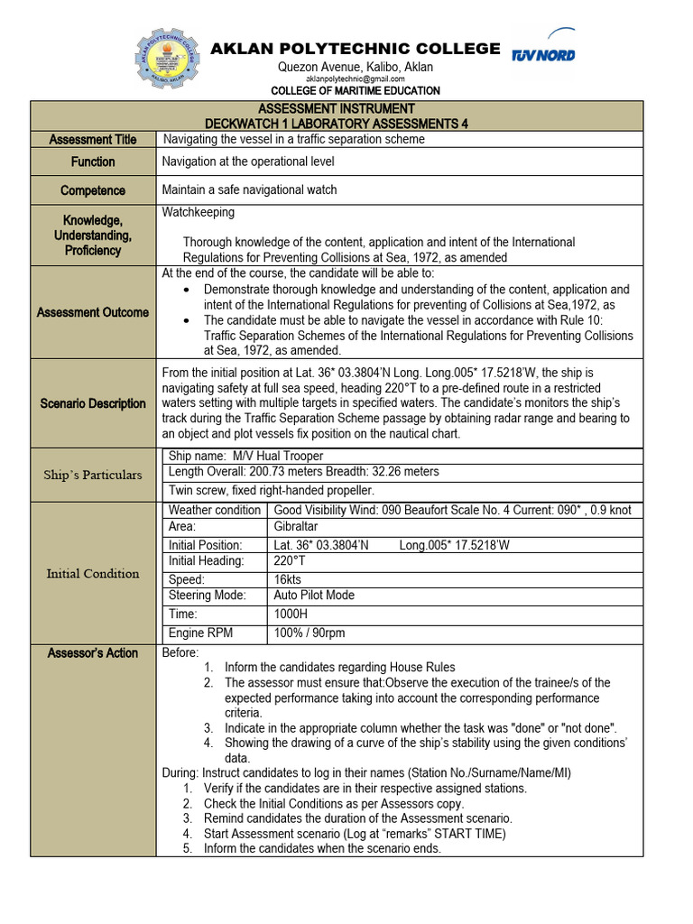4 DWATCH 1 Navigating The Vessel in A Traffic Separation Scheme | PDF ...