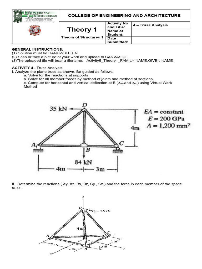 ACTIVITY 4 - Theory 1 - Truss Analysis | PDF
